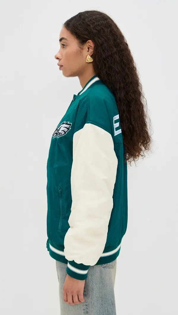 Terez Eagles Colorblock Bomber Jacket - Eagles Midnight Green/sugar