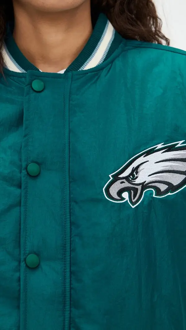 Terez Eagles Colorblock Bomber Jacket - Eagles Midnight Green/sugar