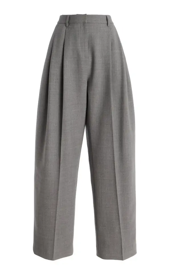 Carolina Herrera Pleated Wool-blend Mid-rise Trousers