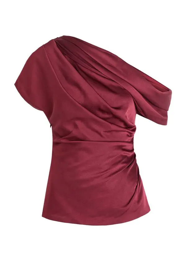 Simkhai Draped Satin Top - Dark Red