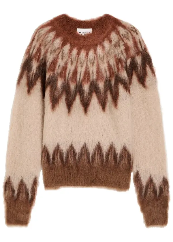 Isabel Marant Fair Isle Mohair-blend Jumper - Red