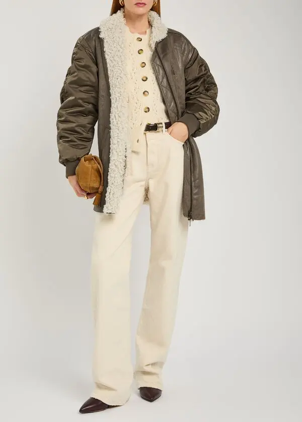 Isabel Marant Evina Faux Leather Coat With Shearling Trim