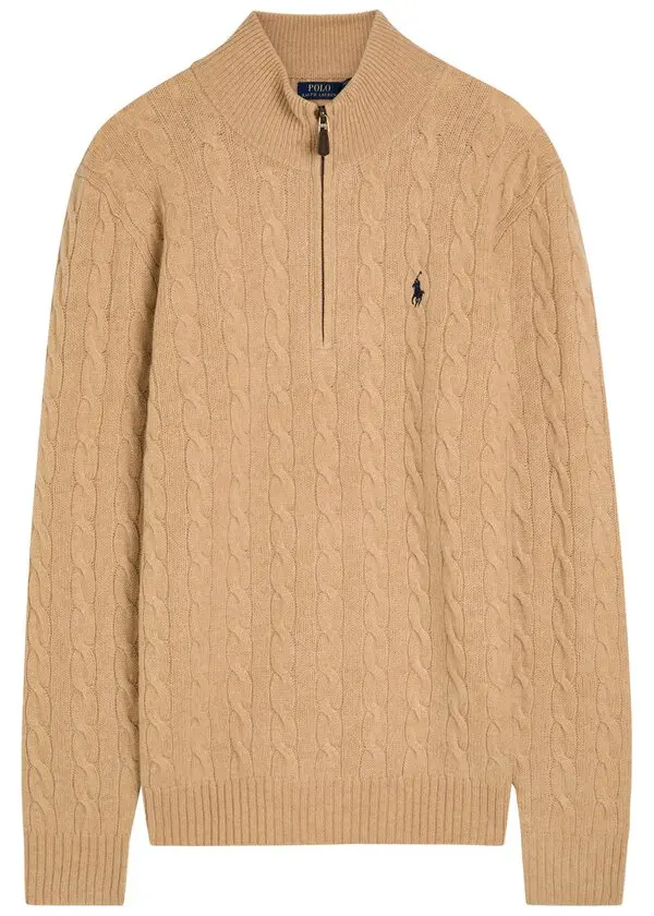 Polo Ralph Lauren Cable-knit Wool And Cashmere-blend Jumper - Camel