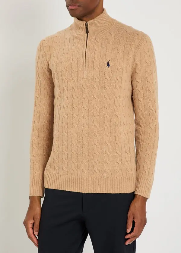 Polo Ralph Lauren Cable-knit Wool And Cashmere-blend Jumper - Camel