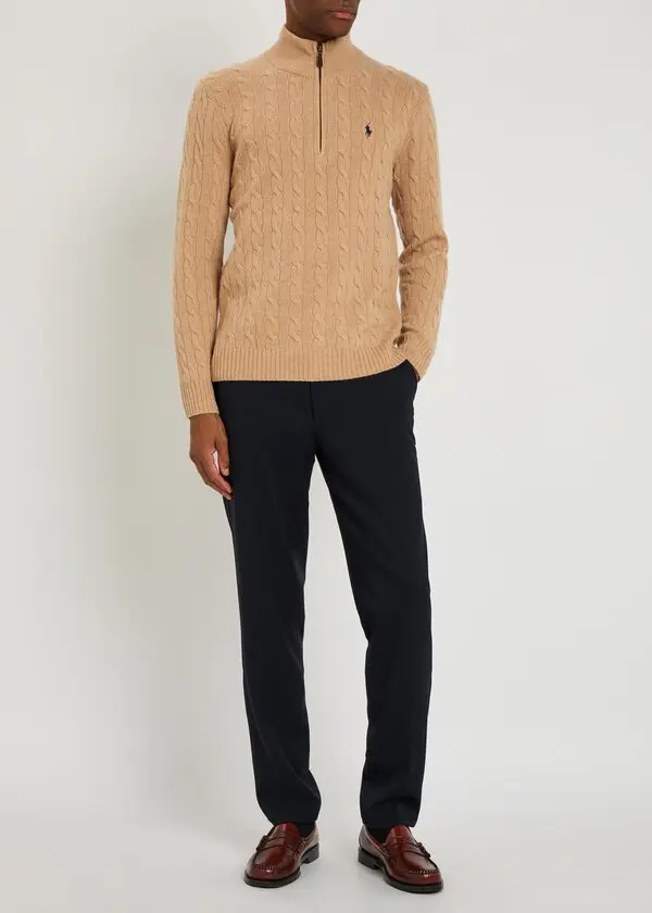 Polo Ralph Lauren Cable-knit Wool And Cashmere-blend Jumper - Camel
