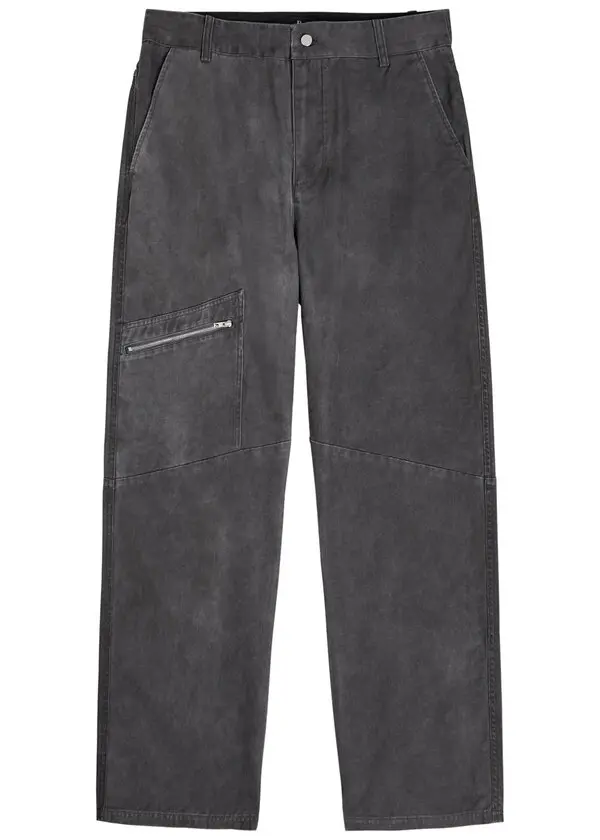 REPRESENT Straight-leg Cotton Gabardine Trousers - Black