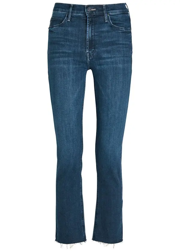 MOTHER The Dazzler Ankle Fray Slim Straight-leg Jeans