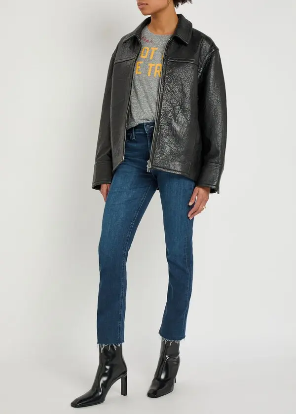 MOTHER The Dazzler Ankle Fray Slim Straight-leg Jeans