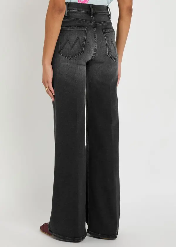 MOTHER The Hustler Roller Sneak Wide-leg Jeans - Black