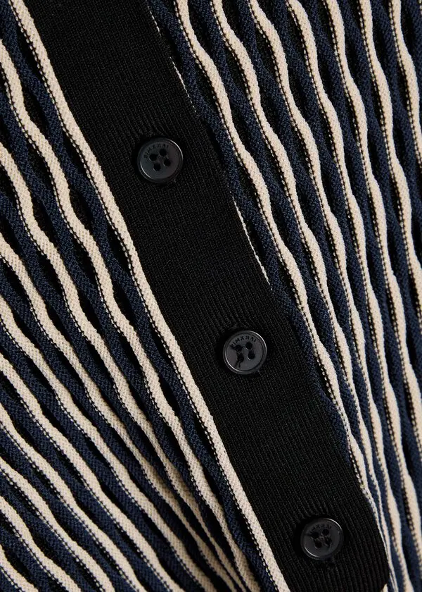 Simkhai Collen Textured Knit Polo Top - Black