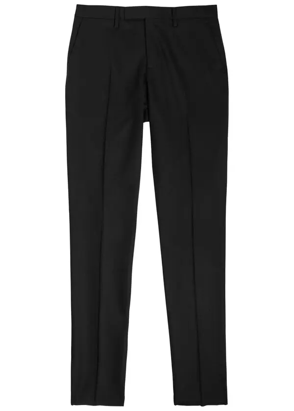 LARDINI Tapered Stretch-wool Trousers