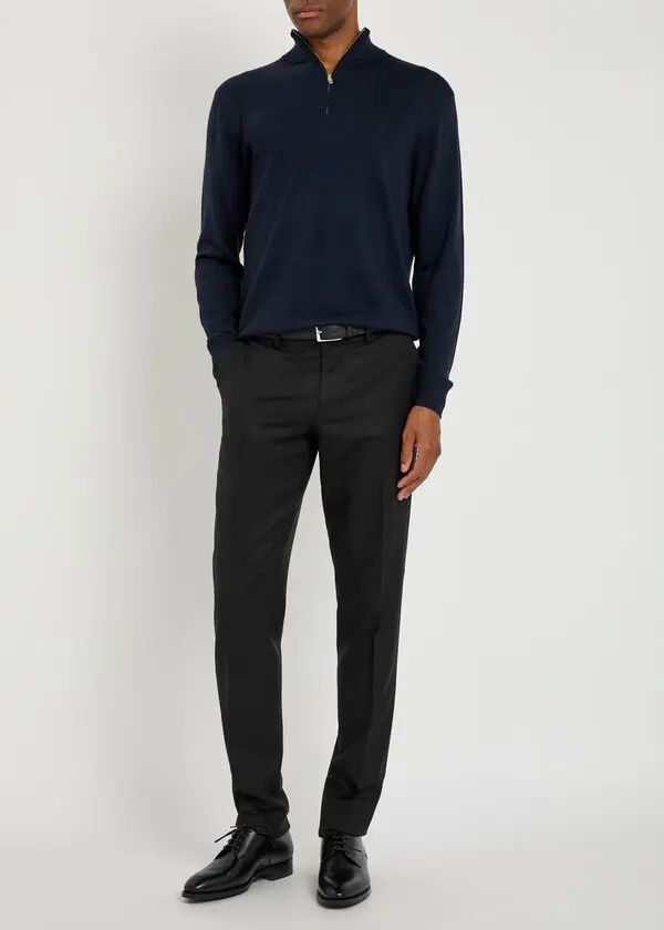 LARDINI Tapered Stretch-wool Trousers