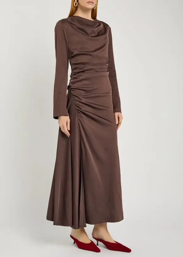 Simkhai Women's Odessa Draped Midi-Dress - Chocolate - Size 6