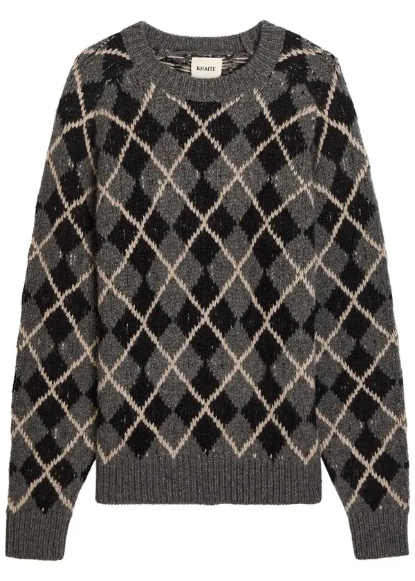 Khaite Pratt Argyle Cashmere Jumper - Grey