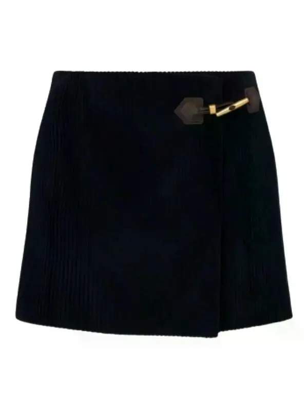 Moschino Corduroy Mini Wrap Skirt With Buckle