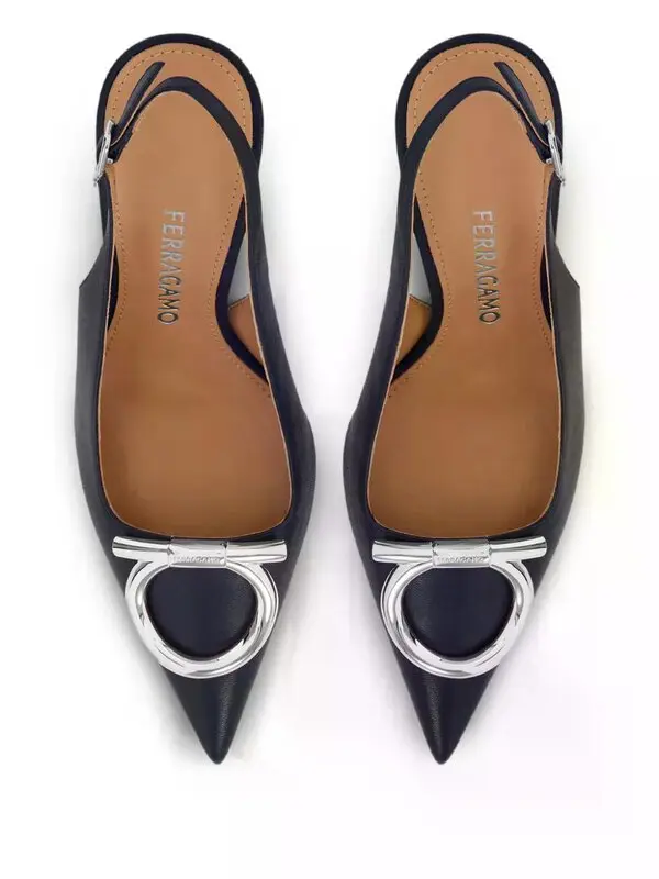 FERRAGAMO 90mm Maxi Gancini Slingback Pumps