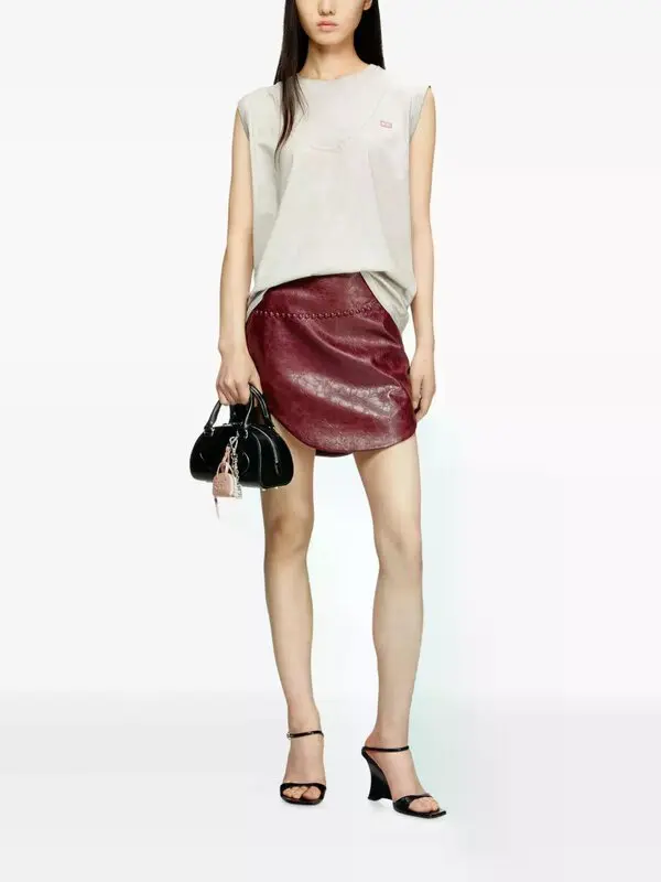 DIESEL® Coated Miniskirt With Embossed Motif - Red