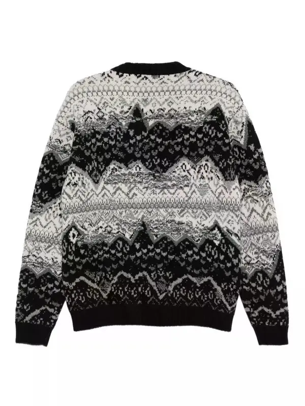 LANEUS Patterned Knit Sweater - Black