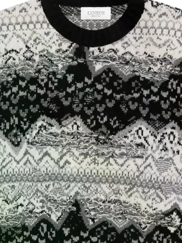LANEUS Patterned Knit Sweater - Black