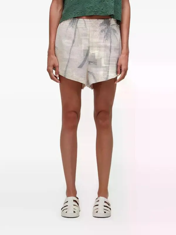 OSKLEN Coqueiro Palm-tree Mesh Mini Shorts