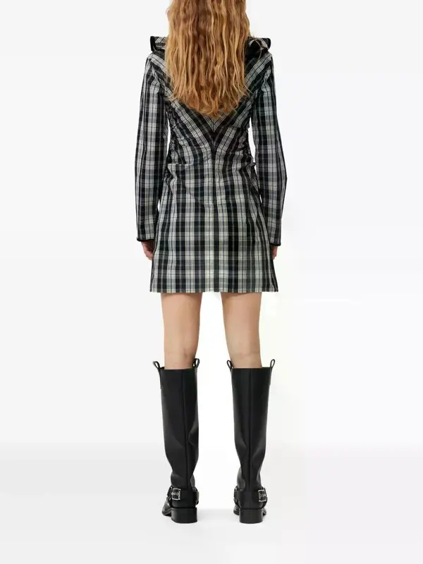 GANNI Check Ruffled Mini Dress