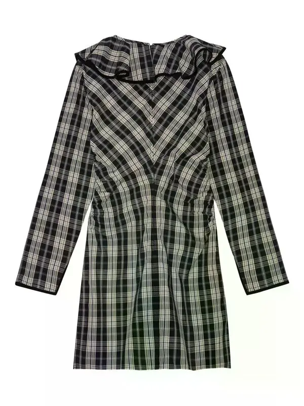 GANNI Check Ruffled Mini Dress