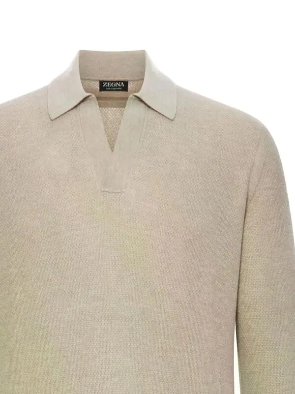 Zegna Cashmere Polo Sweater - Neutrals
