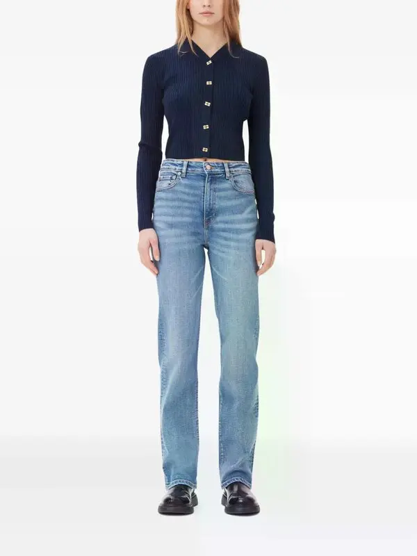 GANNI Straight Leg Stretch Cotton Jeans - Blue