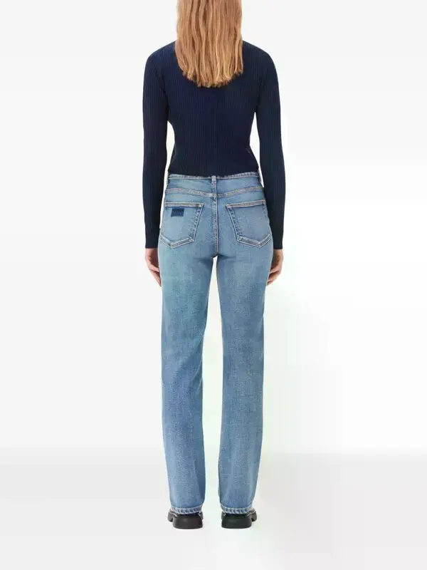 GANNI Straight Leg Stretch Cotton Jeans - Blue