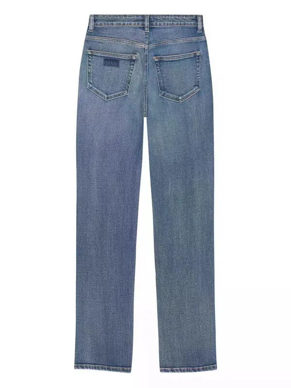 GANNI Straight Leg Stretch Cotton Jeans - Blue