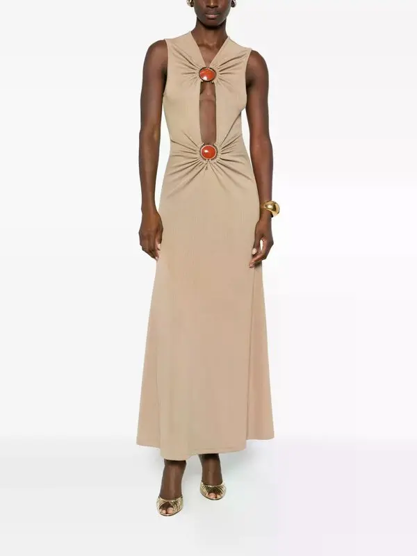 Christopher Esber Stone-detail Ruched Maxi Dress