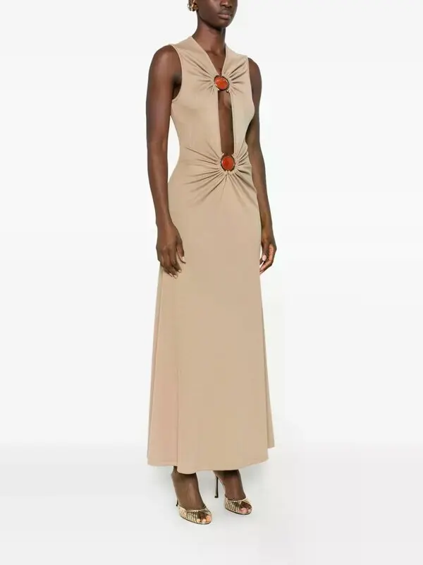 Christopher Esber Stone-detail Ruched Maxi Dress