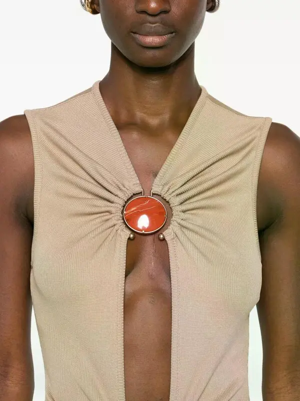 Christopher Esber Stone-detail Ruched Maxi Dress