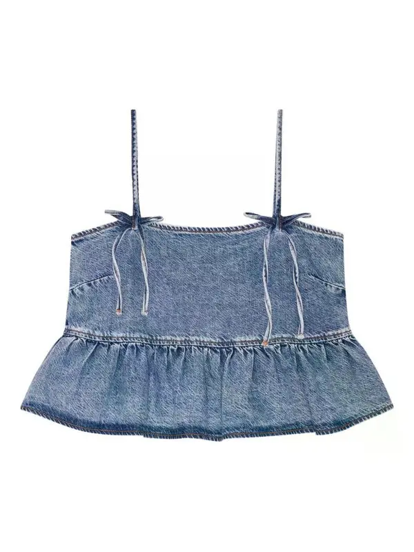 GANNI Logo-detail Denim Top