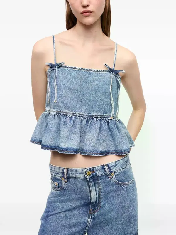 GANNI Logo-detail Denim Top