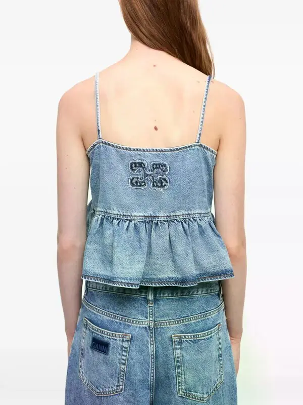 GANNI Logo-detail Denim Top