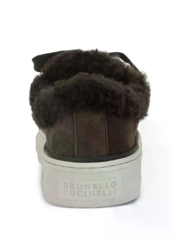 Brunello Cucinelli Shearling Trim Lace-up Sneakers