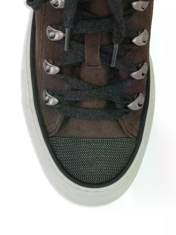 Brunello Cucinelli Shearling Trim Lace-up Sneakers