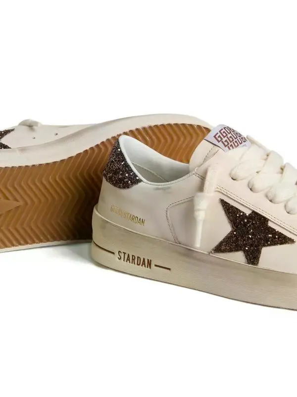 GOLDEN GOOSE Stardan Trainers In Leather With Glitter Star Detail