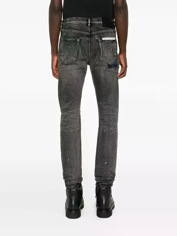 PURPLE BRAND Plaid Patch Jeans - Black