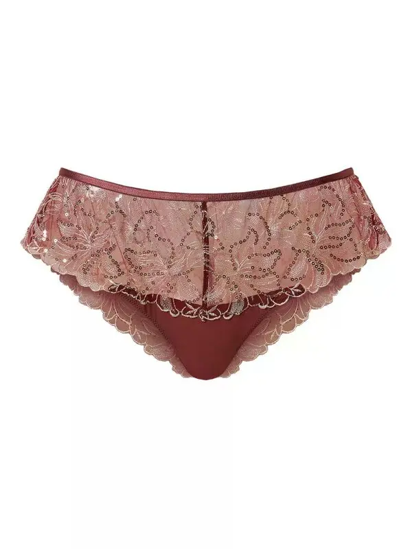 TWINSET Floral-embroidered Briefs - Red