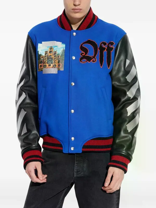 Off-White Embroidered Logo Bomber Jacket