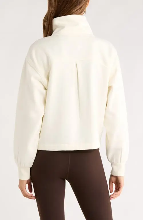Zella Ultracozy Fleece Half Zip Pullover - Ivory Egret