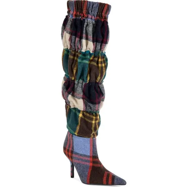 AZALEA WANG Elodie Plaid Stiletto Boots