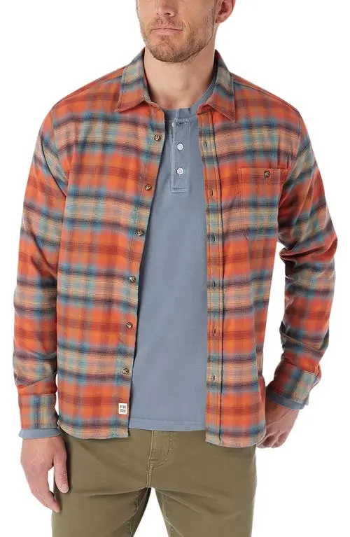 FAIR HARBOR Plaid Lightweight Flannel Button-up Shirt - Orange Glow Plaid