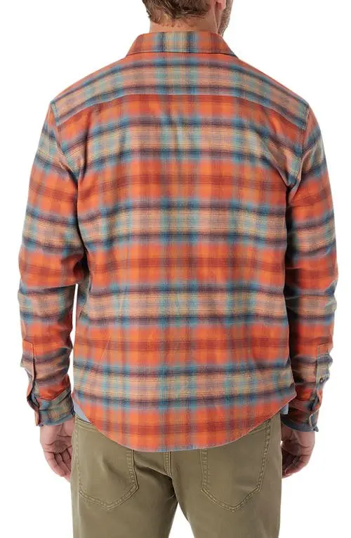 FAIR HARBOR Plaid Lightweight Flannel Button-up Shirt - Orange Glow Plaid