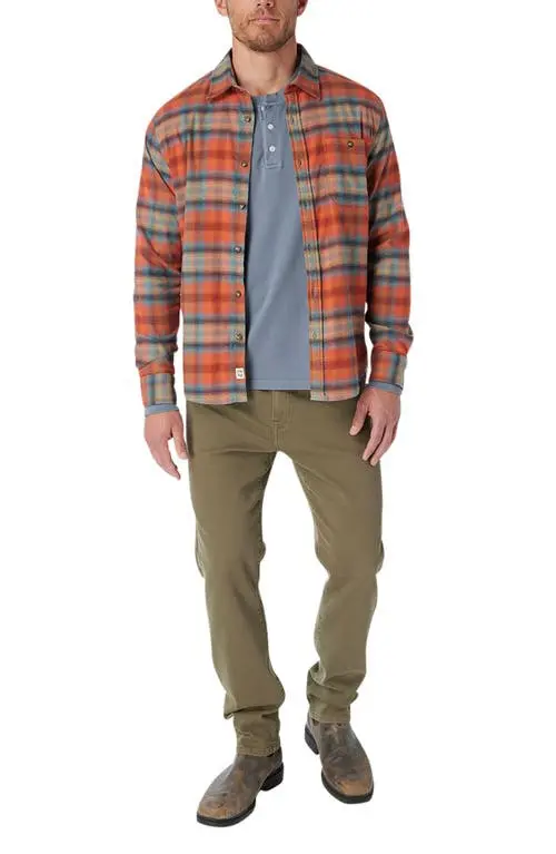 FAIR HARBOR Plaid Lightweight Flannel Button-up Shirt - Orange Glow Plaid