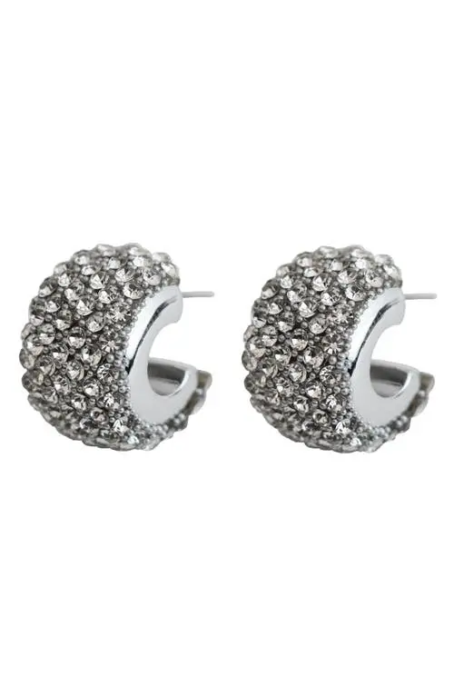 PANACEA Pavé Chubby Hoop Earrings - Silver