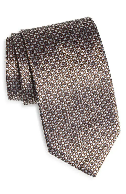 David Donahue Silk Jacquard Tie - Cocoa