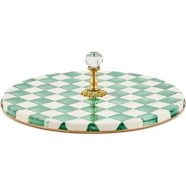 MACKENZIE-CHILDS Check Enameled Steel Cheese Course - Emerald